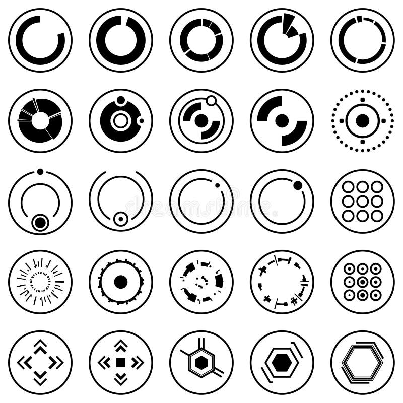 Set Of Futuristic User Interface Icons Stock Vector - Illustration of ...