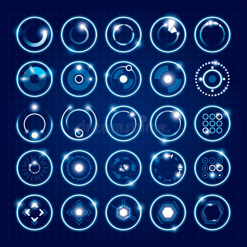 Futuristic Icons. Set of Infographic Elements and Symbols for User ...