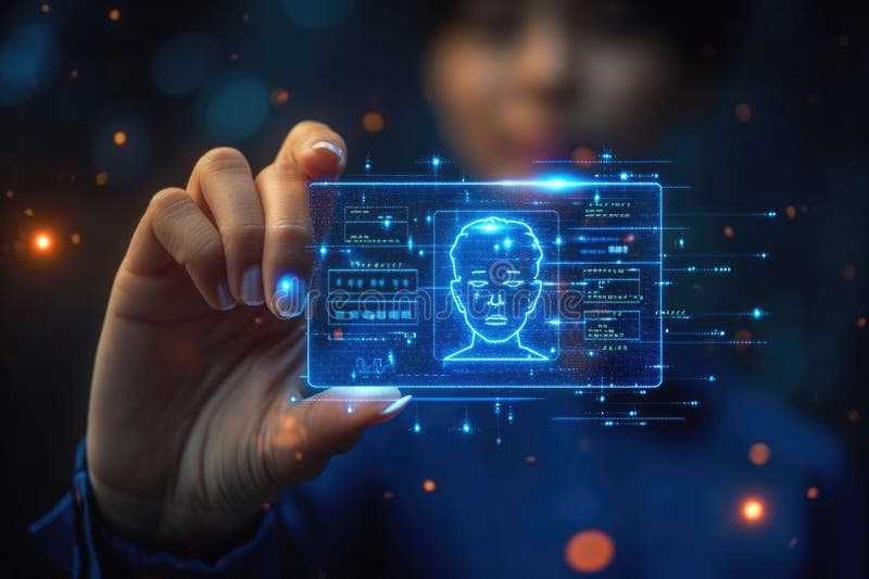 A Futuristic ID Card with a Person S Face on it Stock Illustration ...