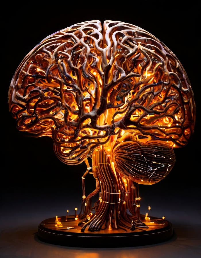 Futuristic Illuminated Brain Sculpture Representing Technology and ...
