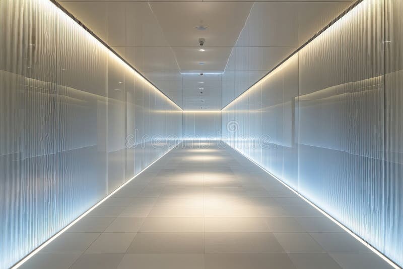 Futuristic Illuminated Corridor with Sleek Reflection in Modern ...