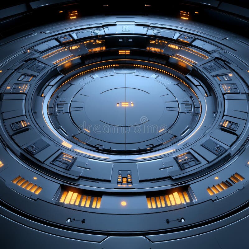 A Futuristic, Illuminated Mechanical Framework with Blue and Orange ...