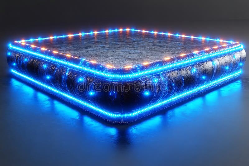 Futuristic Illuminated Platform with Glowing Blue and Orange Led Lights ...