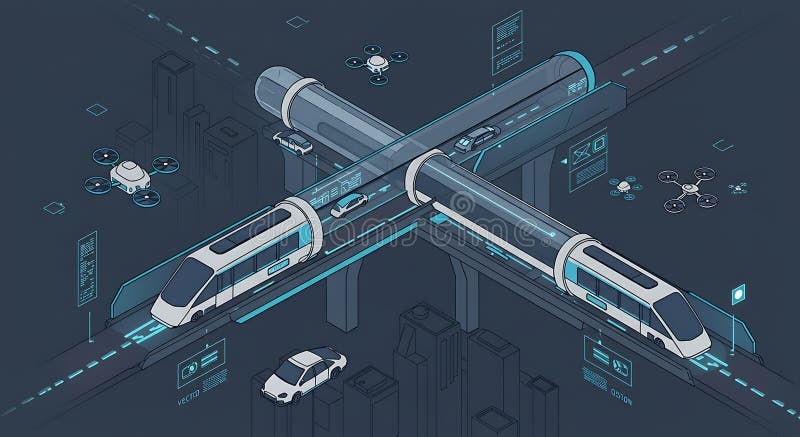 Futuristic Illustration of an Advanced Transportation System Featuring ...