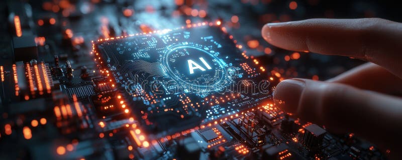 Futuristic Illustration of AI Embedded on a Glowing Advanced Processor ...
