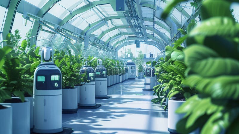 A Futuristic Illustration of an Autonomous Greenhouse Complex Stock Image - Image of integration ...