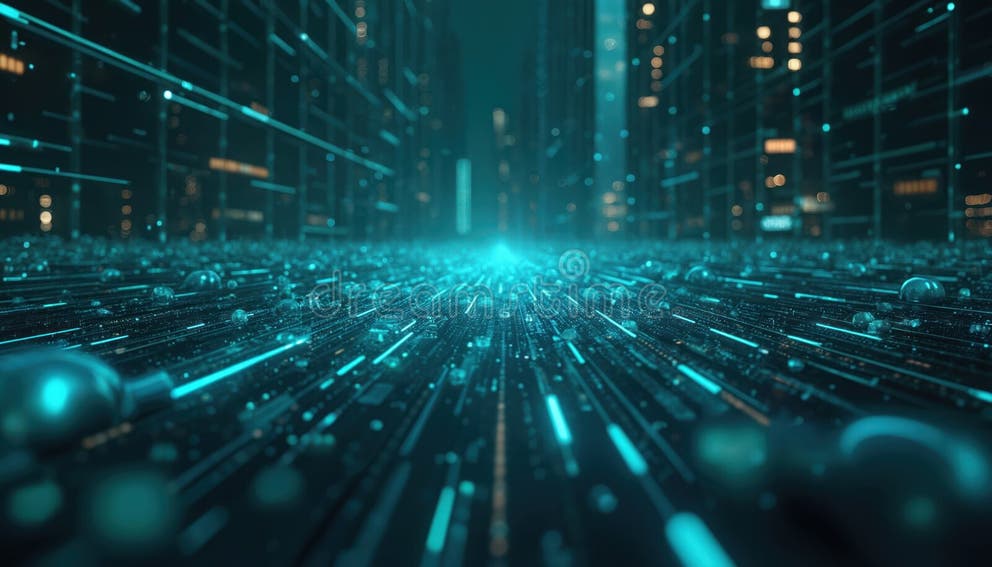 Futuristic Illustration Big Data Concept. Abstract Technology Background with Binary Code ...