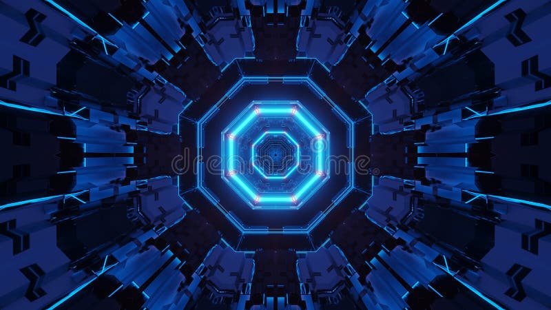 Futuristic Illustration with Blue Laser Lights in Geometric Shapes ...