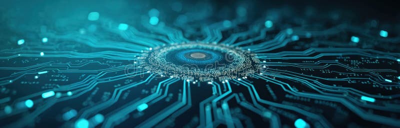 Futuristic Illustration Circuit Board Design, Blue Color with White ...