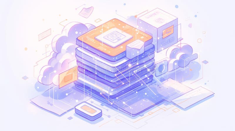 Futuristic Illustration of Cloud Computing and Digital Storage Innovation Stock Illustration ...