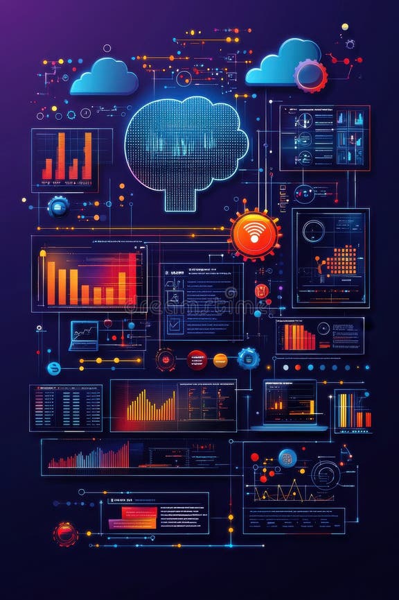Futuristic Illustration of Data Visualization and AI Technology ...