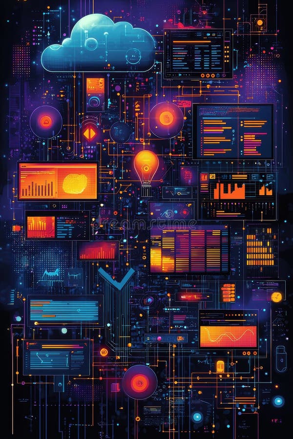 Futuristic Illustration of Data Visualization and AI Technology Connectivity Stock Photo - Image ...