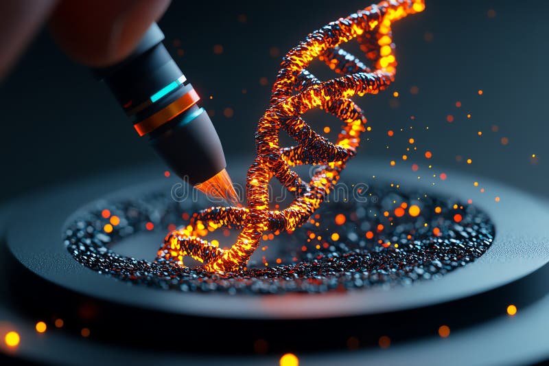 A Futuristic Illustration Depicting the Creation of a Glowing DNA ...