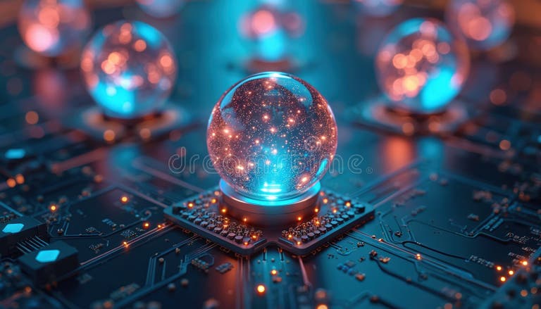 Futuristic Illustration Depicts Quantum PC Inside. Quantum Computing ...