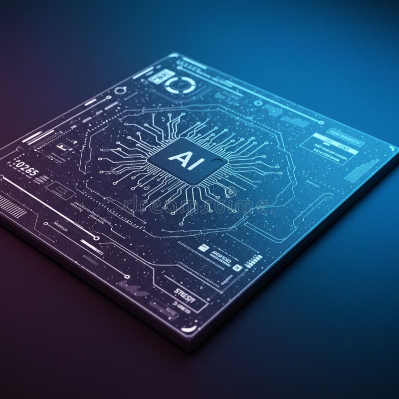 A Futuristic Illustration Depicts a Square AI Processor, Surrounded by ...