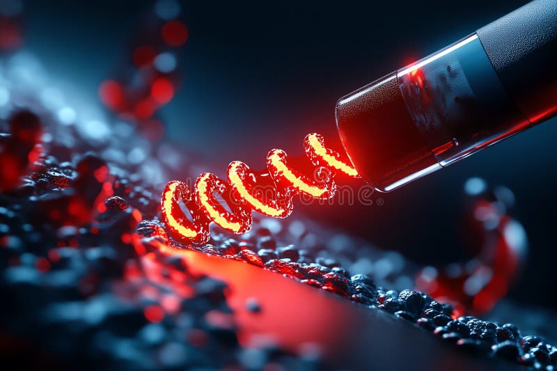 Futuristic Illustration of DNA Manipulation with a Glowing Red Helix ...