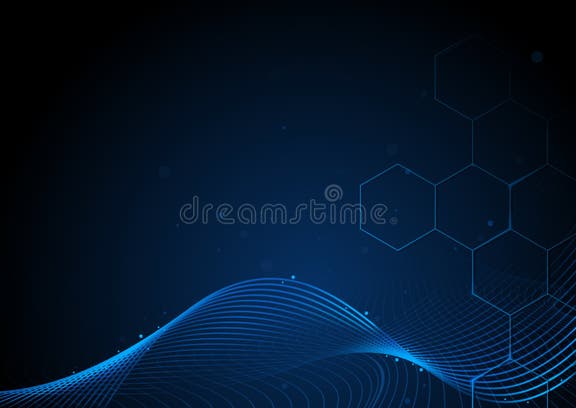 Futuristic Illustration with Dynamic Mesh on Dark Blue Background Stock ...