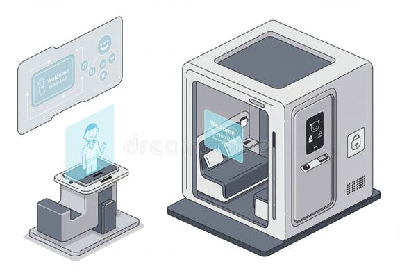 Futuristic Illustration Features a Compact, High-tech Relaxation or Workspace Pod. the Stock ...
