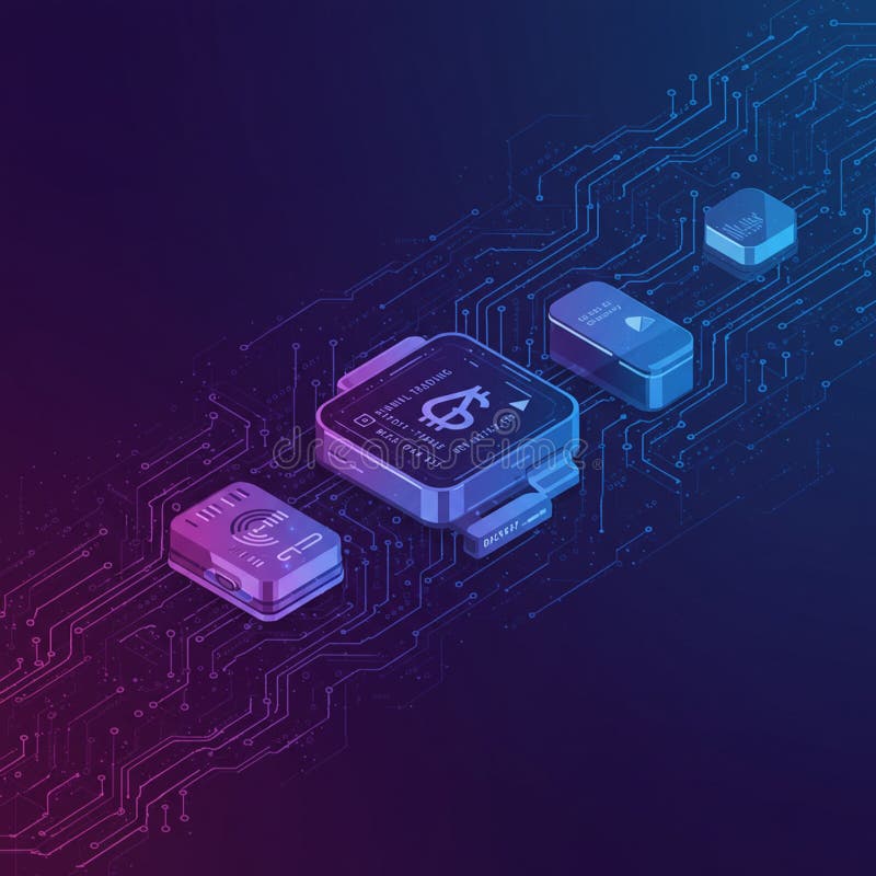 Futuristic Illustration Featuring Abstract Circuit Boards with Various ...