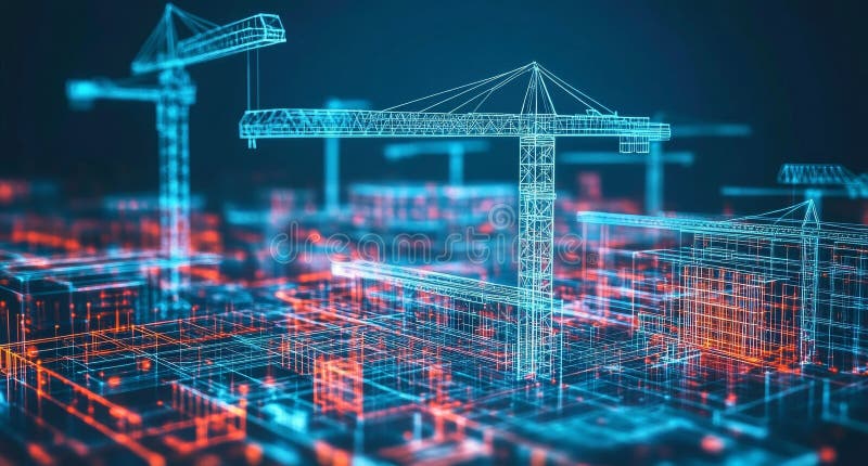 A Futuristic Illustration Featuring a Cutting-edge Construction Site ...