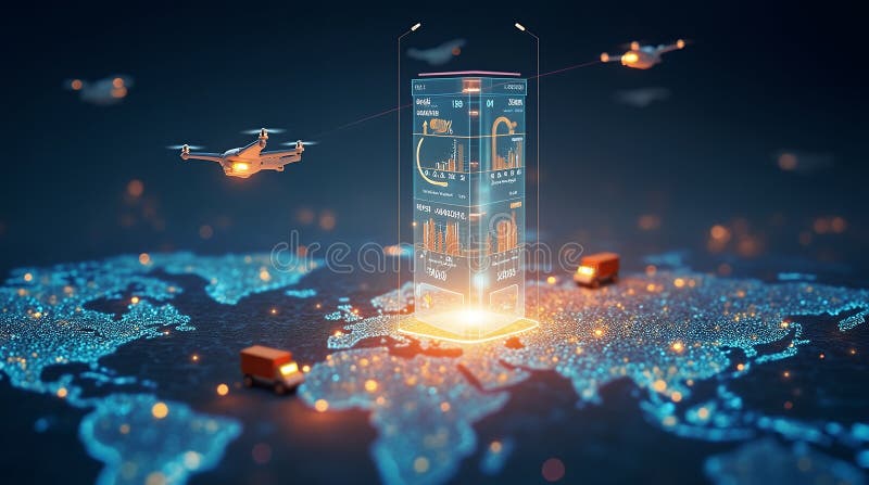 Global Drone Delivery Network with Data Visualization Stock ...