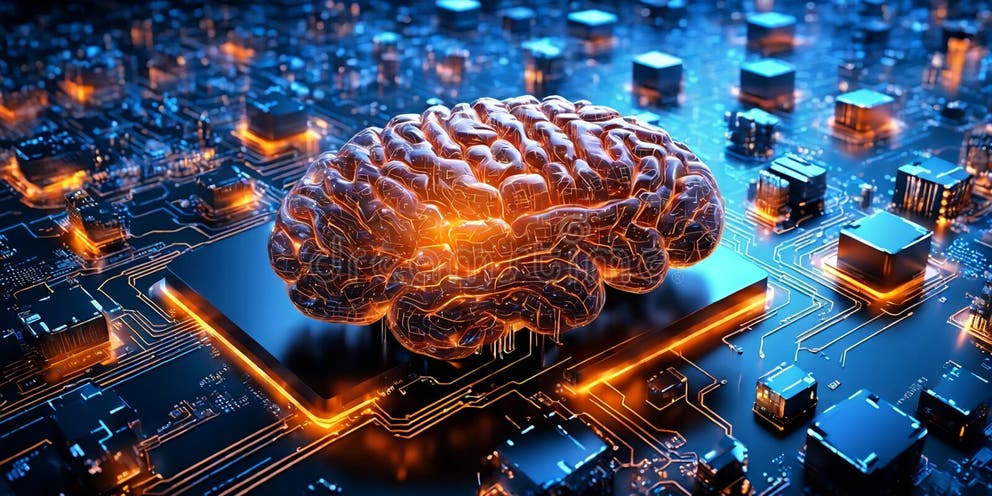 Neural Integration with Circuitry Stock Illustration - Illustration of ...