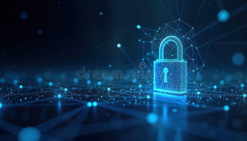 Futuristic Illustration of Internet Security. Abstract Digital Lock ...