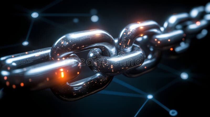 Futuristic Illustration of Metallic Chain Symbolizing Connectivity and ...