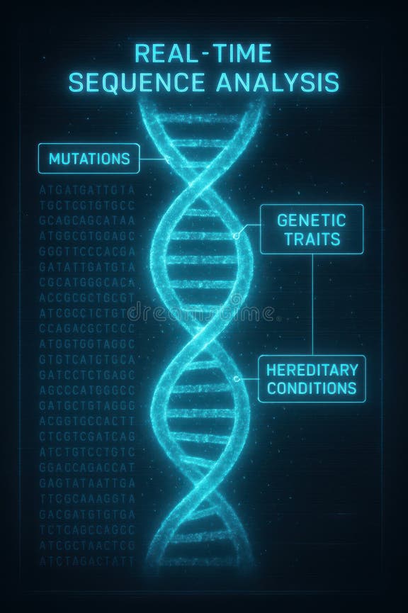 A Futuristic Illustration of Real-time Sequence Analysis Presenting Dna ...