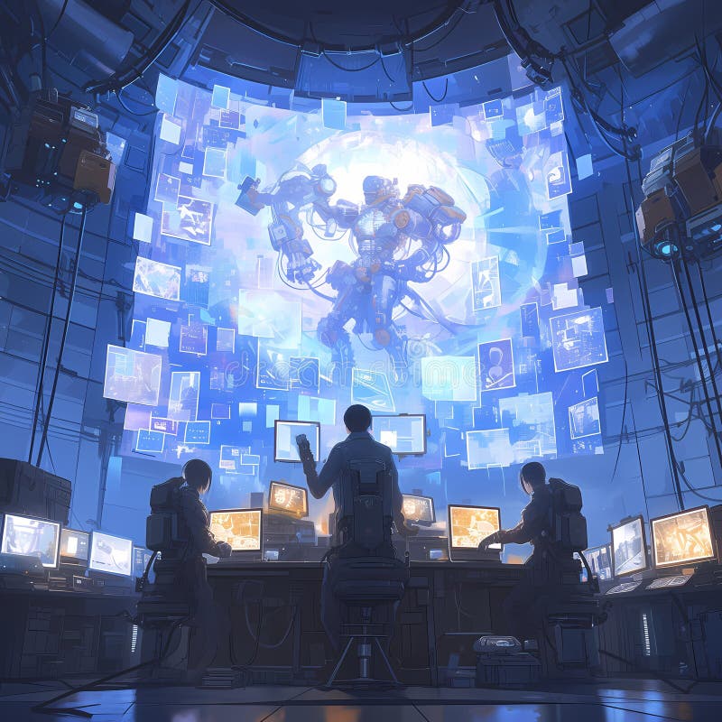High-Tech Command Center Illustration Stock Illustration - Illustration ...