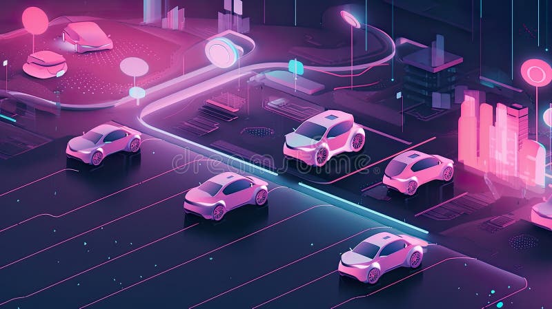 Futuristic Illustration Showcasing the Potential of Connected Cars ...