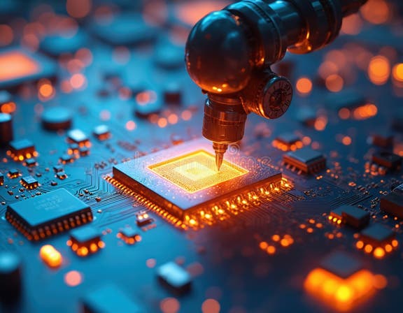 Futuristic Illustration Shows High-tech Chip Manufacturing Process ...