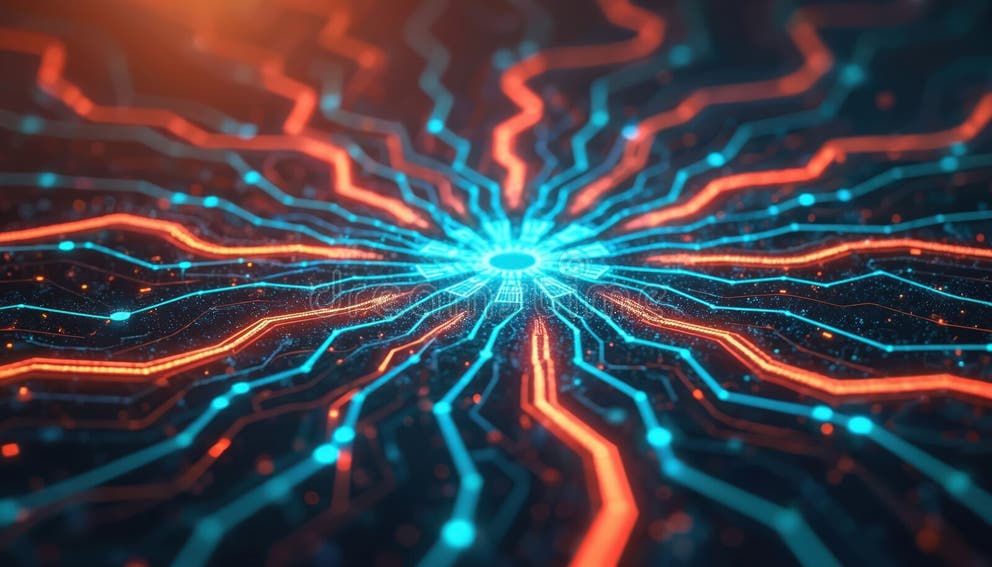 Futuristic Illustration of Technology Network Connections with Complex ...