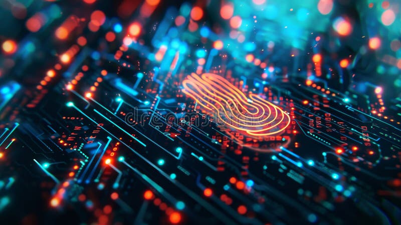 Futuristic Illustration of Voice Recognition with Digital Fingerprint ...