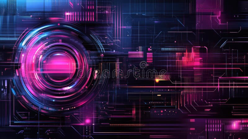 Futuristic Illustrations with Neon Purple, Electric Blue, and Silver ...