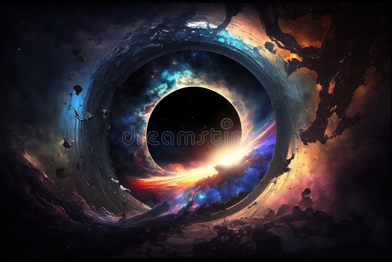 Futuristic Image of a Black Hole in Deep Space. Abstract Drawing of the ...