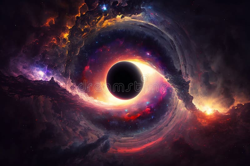 Futuristic Image of a Black Hole in Deep Space. Abstract Drawing of the ...