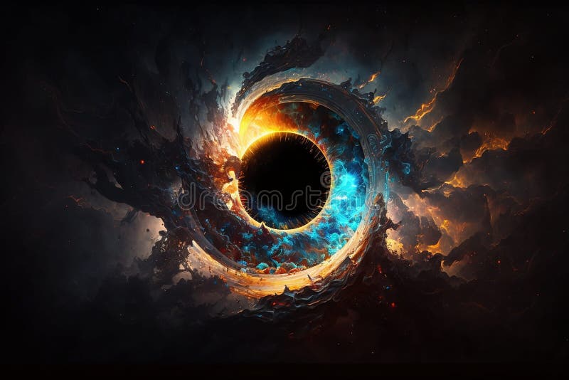Futuristic Image of a Black Hole in Deep Space. Abstract Drawing of the ...