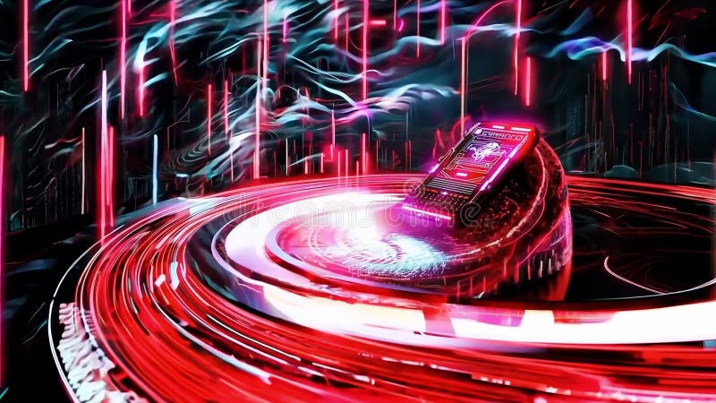 A Cell Phone Sitting on Top of a Circular Platform Stock Footage ...