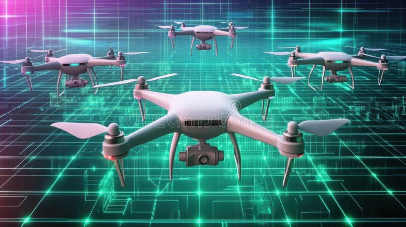 Drone Swarm Network stock illustration. Illustration of connection ...
