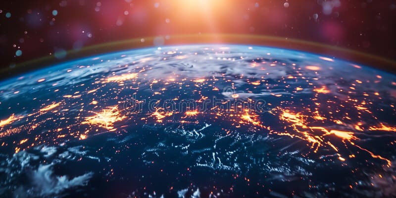 A Futuristic Image of Earth, Illuminated by a Digital Network of ...