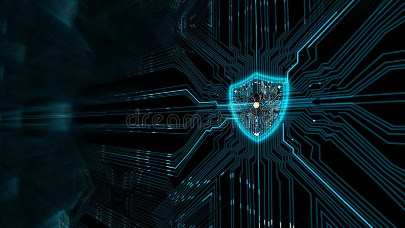 Futuristic Cybersecurity Shield with Circuit Patterns and Glowing ...