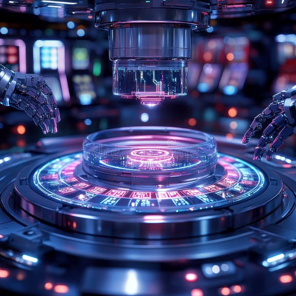 A Futuristic Image Featuring a Neon, Holographic Computer Interface ...