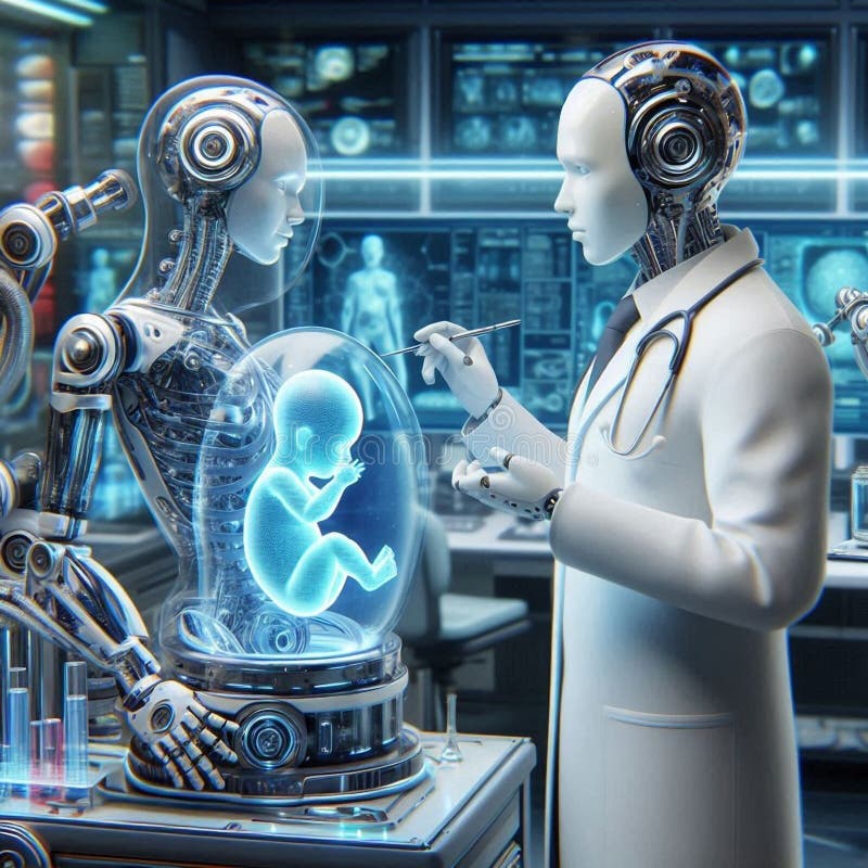Futuristic Image of High Tech Laboratory Where Scientist Developing ...
