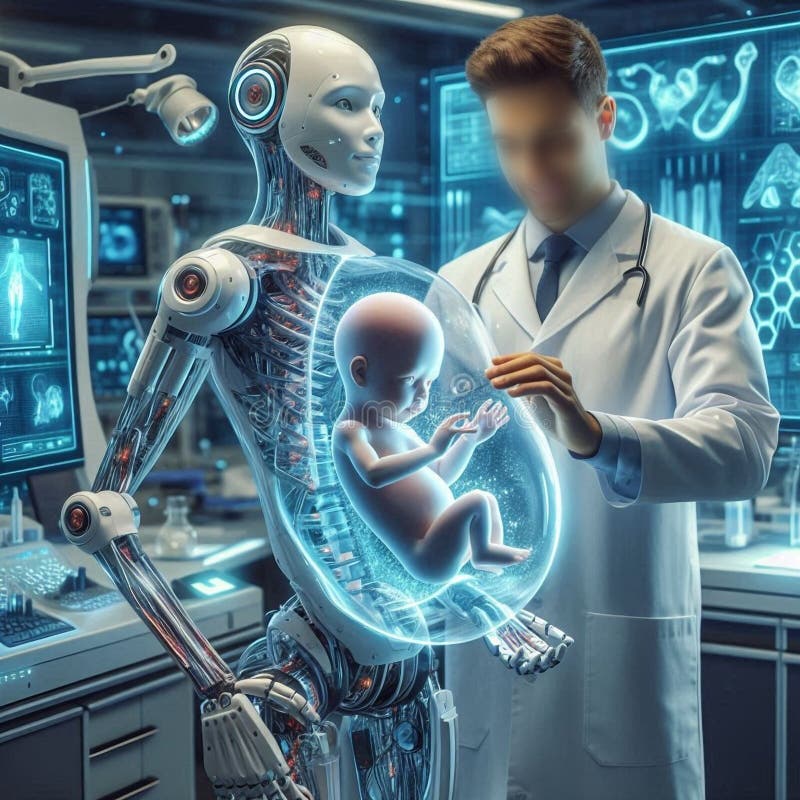 Futuristic Image of High Tech Laboratory Where Scientist Developing ...