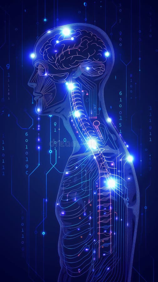 Futuristic Image Depiction of Human Anatomy with Glowing Brain and ...