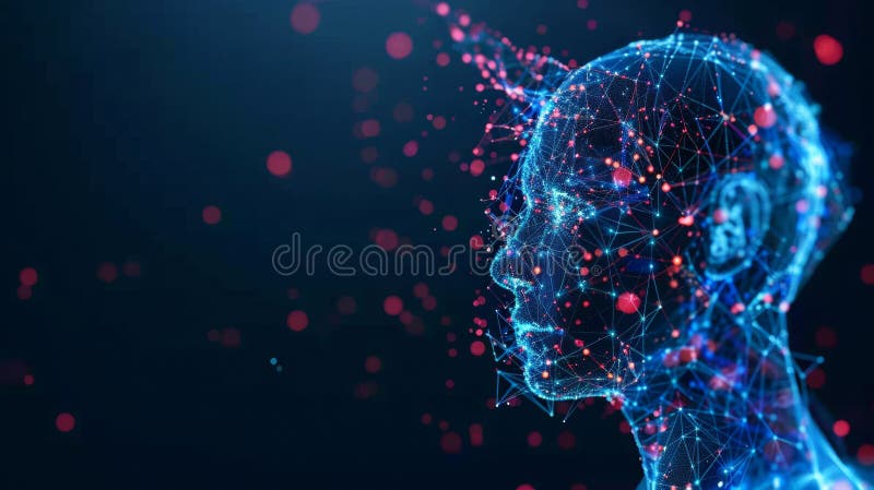 A Futuristic Image of a Human Head with Dots and Lines, AI Stock ...