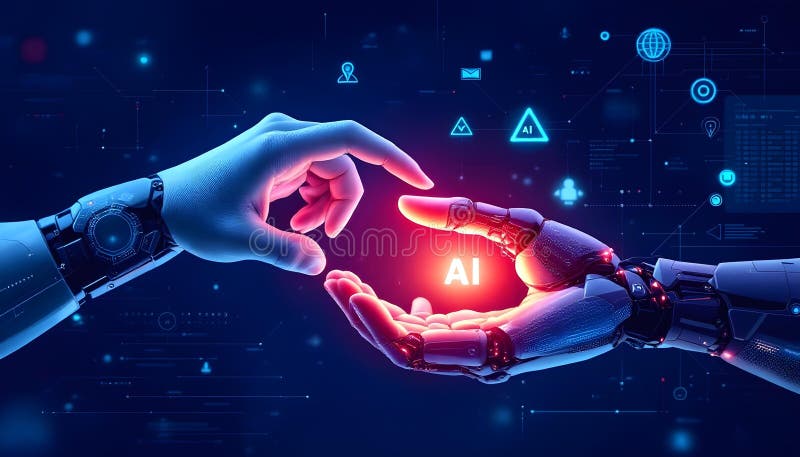 Human and Robot Hand Touch, Symbolizing AI and Innovation Stock ...