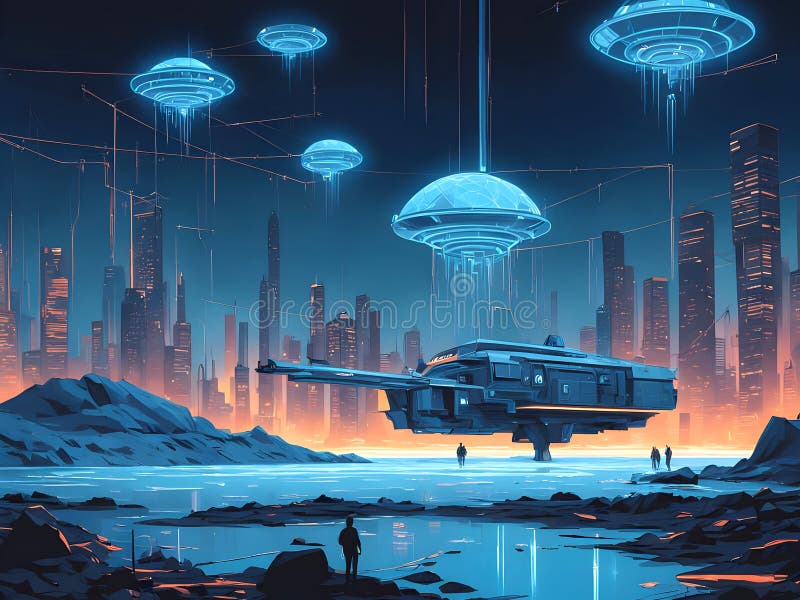 Futuristic Image of a Large Spaceship Against the Backdrop of a ...