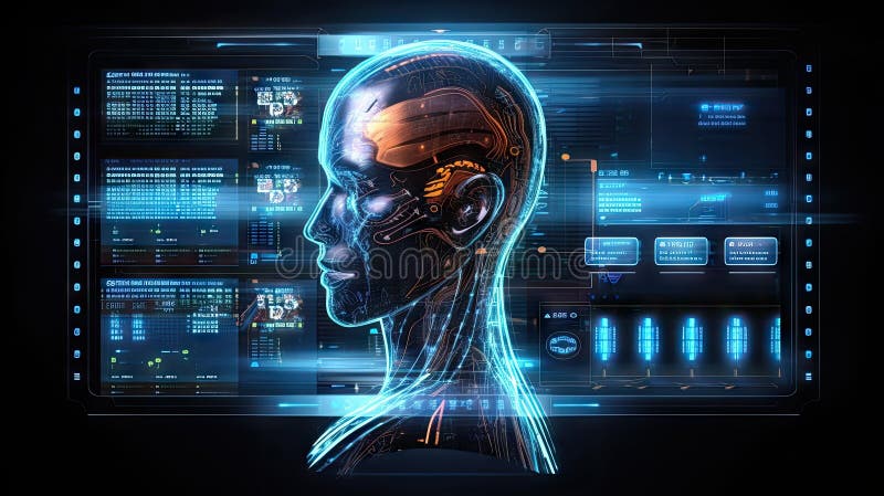 A Futuristic Image of a Persons Head with a Cyber Stock Photo - Image ...